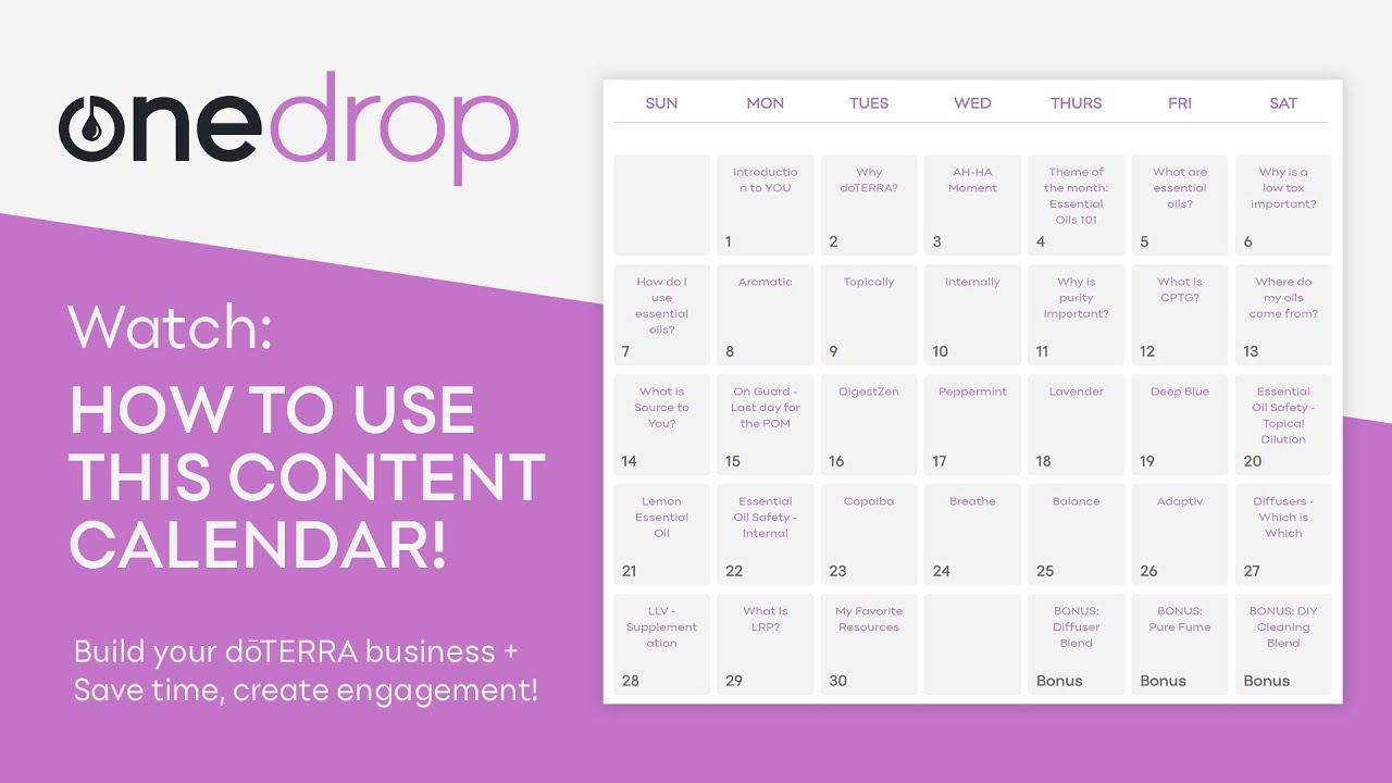 Free Content Calendar walkthrough - doTERRA Content Calendar by One ...