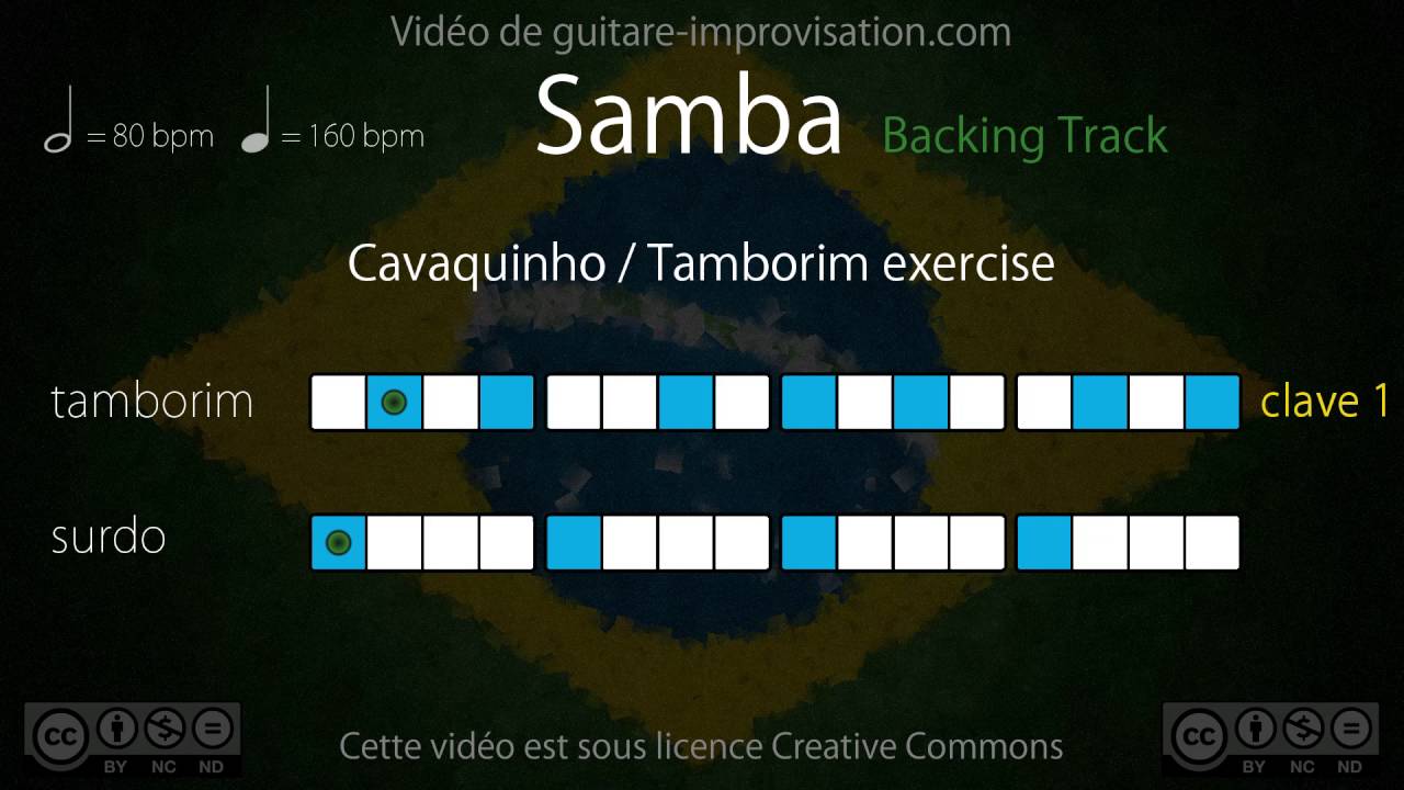 Samba exercise (80 bpm) : Surdo + Tamborim (clave 1) - YouTube