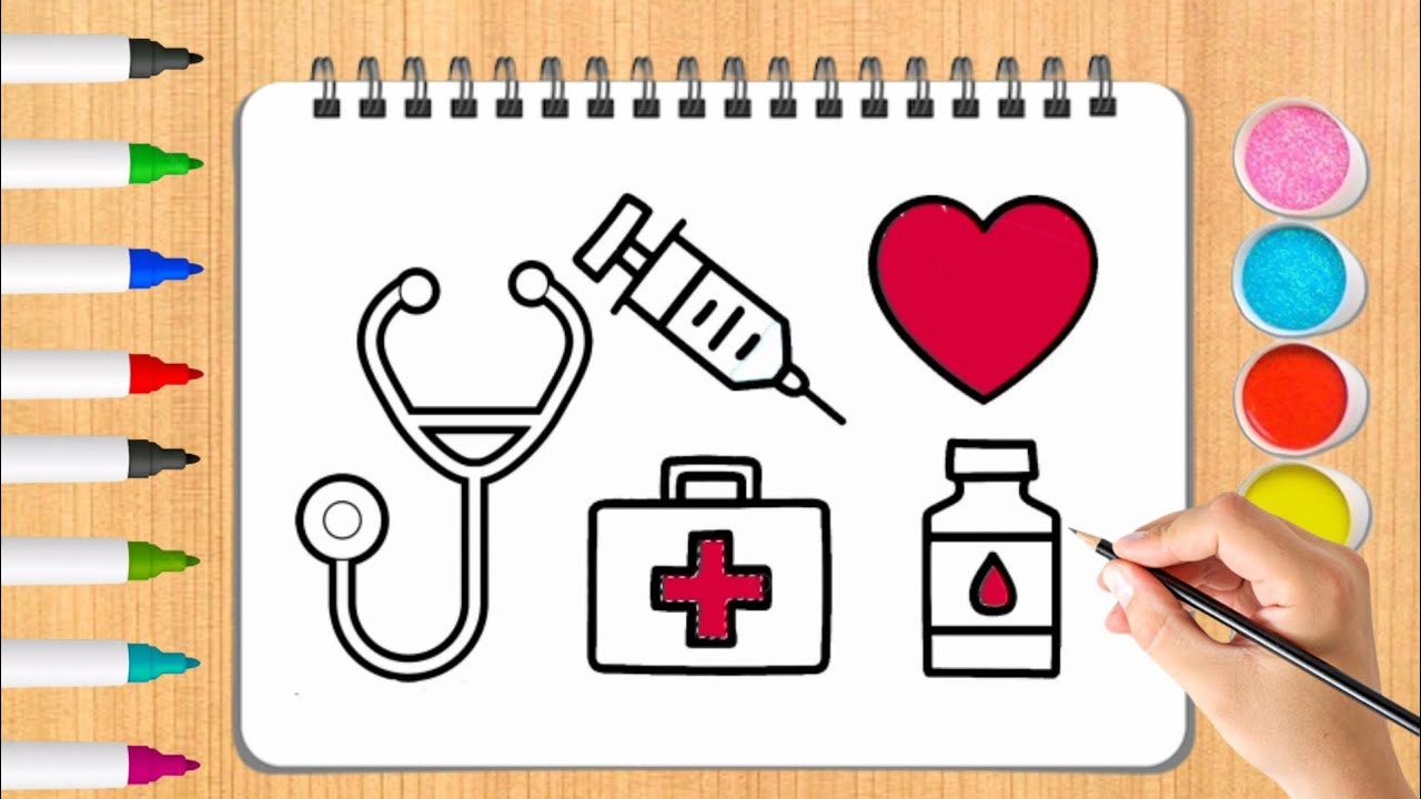 How to draw Doctor set and Colouring for kids and toddlers || ABCD ...