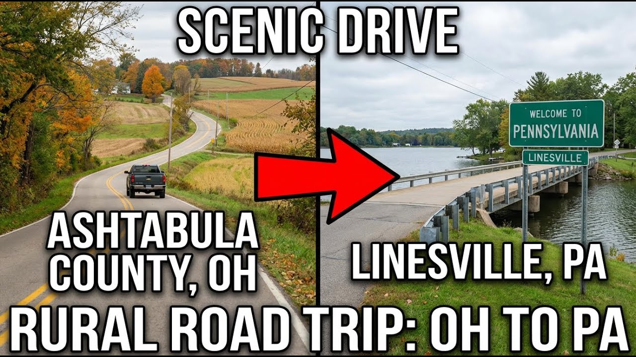 Driving in Rural Ashtabula county, Ohio to Linesville, Pennsylvania ...