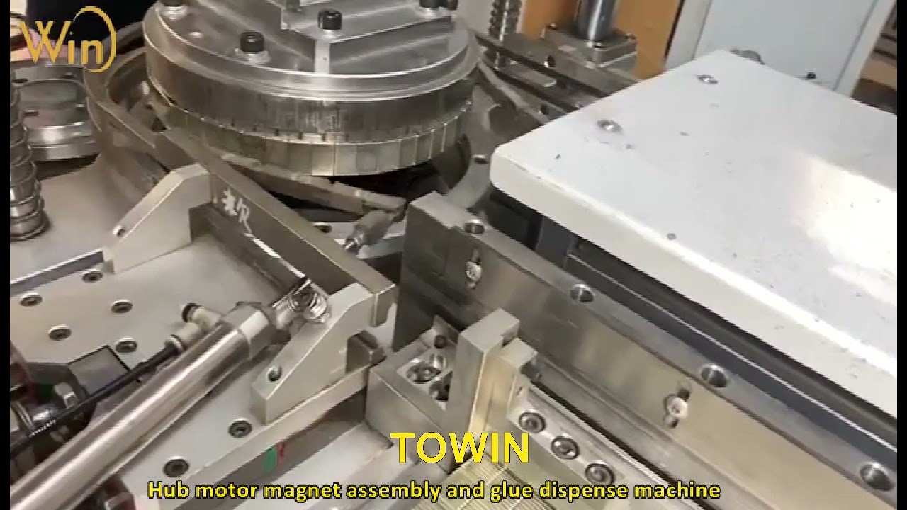 Hub motor magnet assembl and glue dispense machine - YouTube