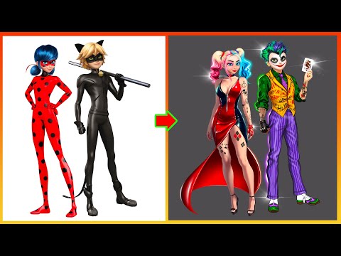 Miraculous Ladybug x DC Crossover: Ladybug & Cat Noir as Harley Quinn and Joker