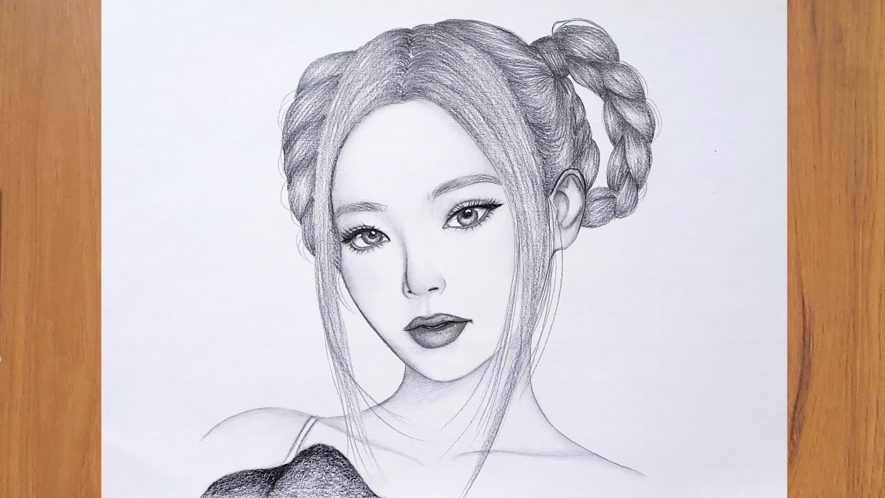 Jennie blackpink drawing:How to draw jennie with pencil very easy - YouTube