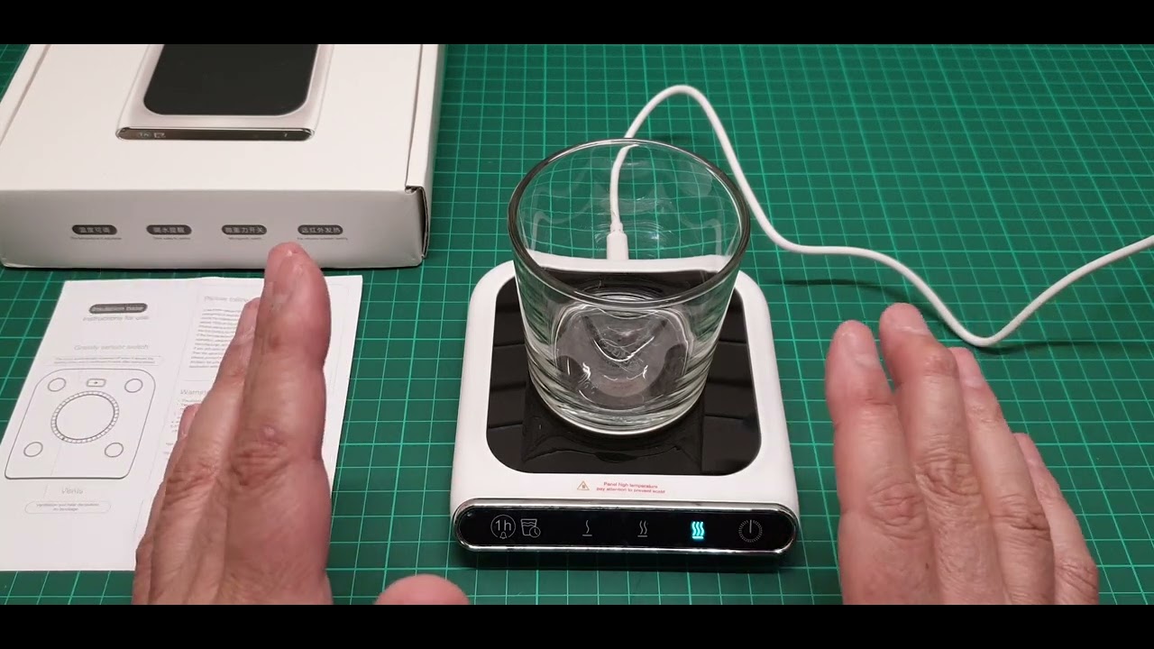 10W Cup warmer 5v 2A base & water reminder with gravity sensor - YouTube