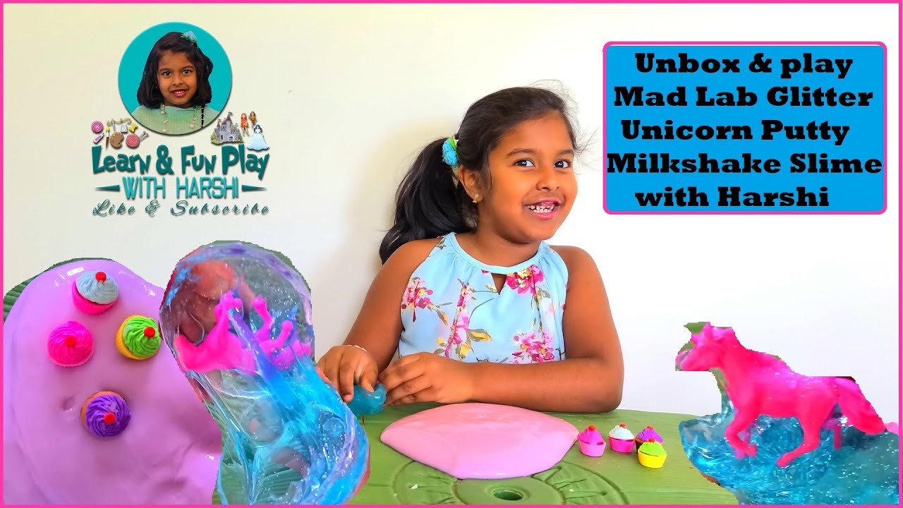 Unbox and play with Mad Lab Glitter Unicorn Putty & Milkshake Slime ...