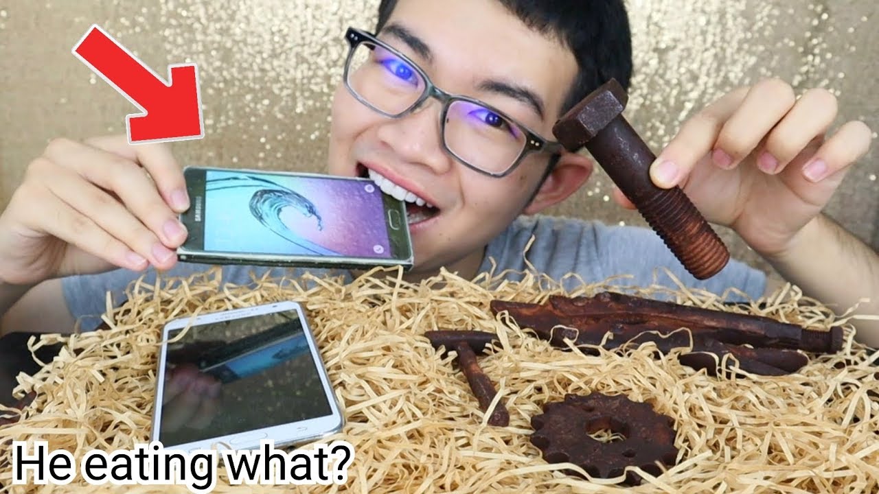 #ASMR eating Edible Phone โทรศัพท์กินได้ น๊อตกินได้ ໂທລະສັບກິນໄດ້ # ...