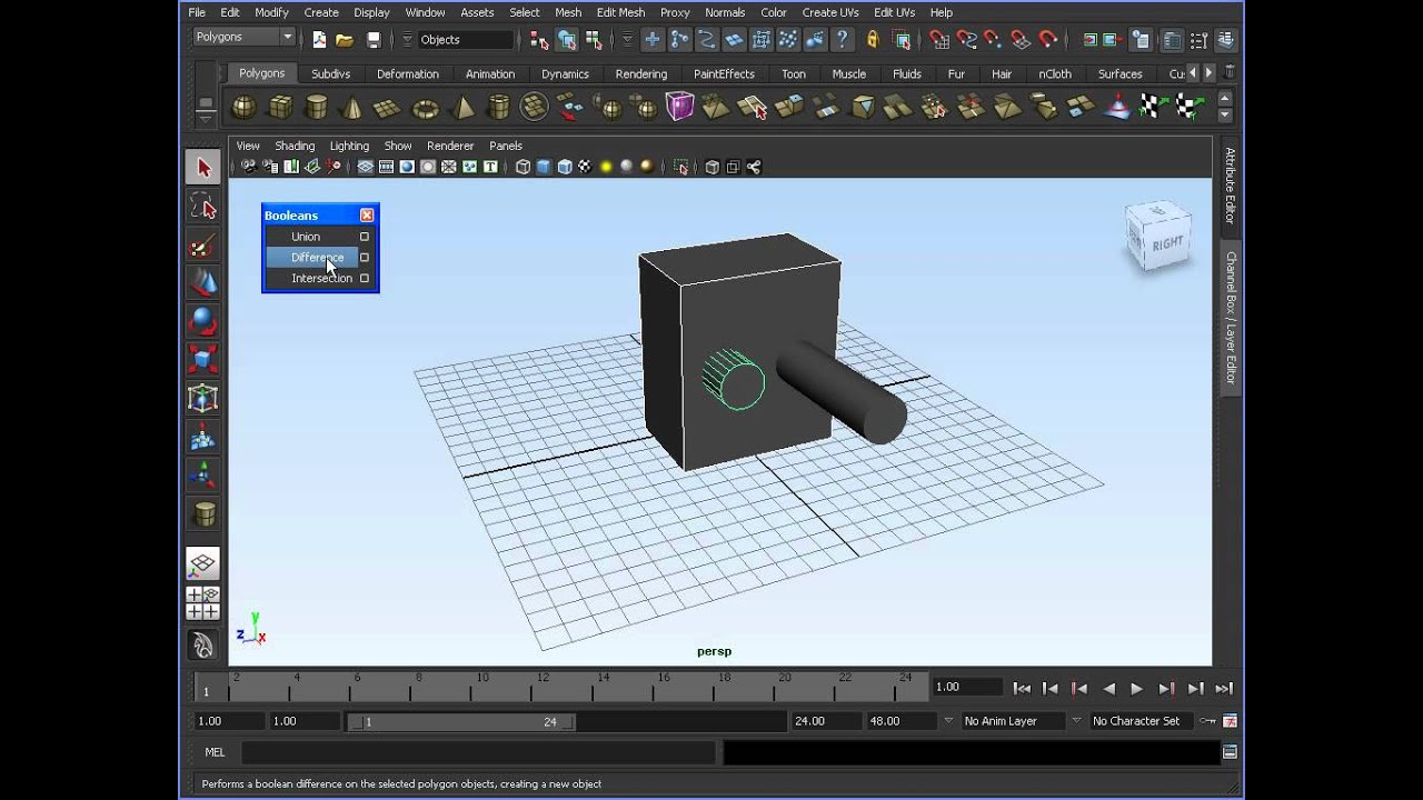 Autodesk Maya Poligonos Operaciones booleanas.mov - YouTube