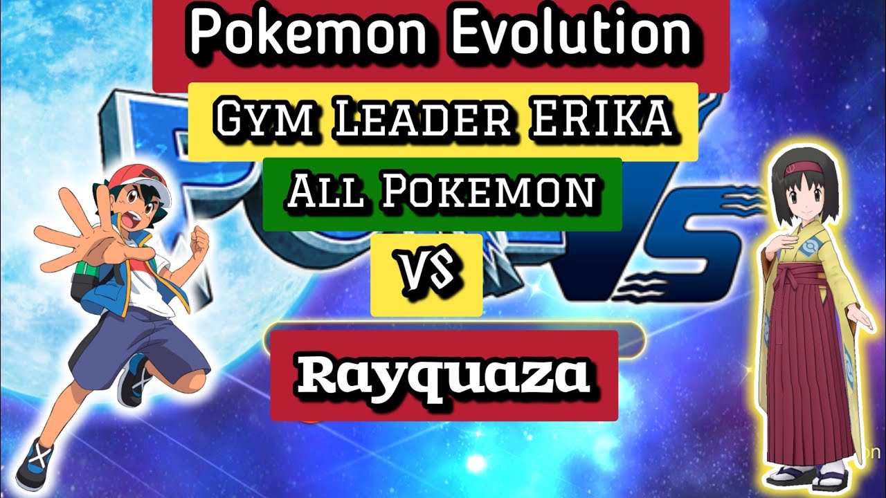 Pokemon Evolution/ Gym Leader ERIKA/ Grass Gym/ 5 VS 1 Battle/How to ...