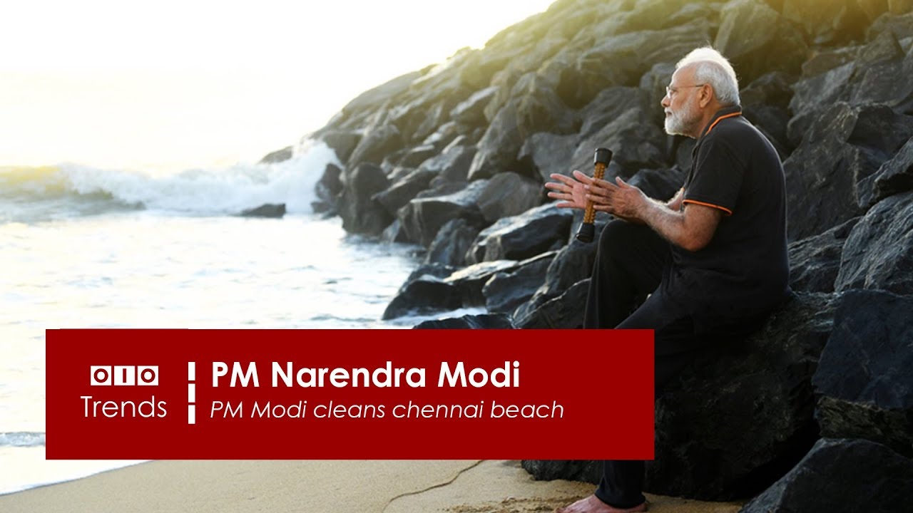 PM Narendra Modi cleans chennai beach at Mahabalipuram Beach - YouTube