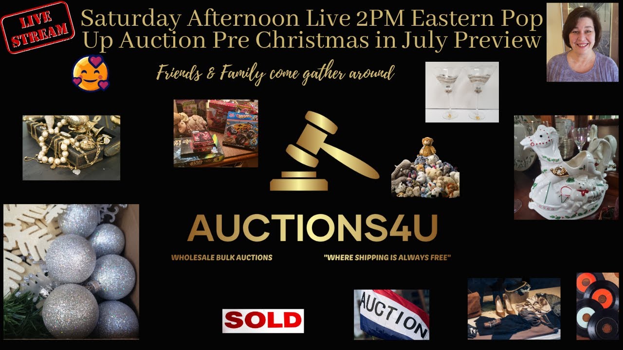 Saturday Afternoon Live 3PM Eastern Pop Up Auction Pre Christmas in ...