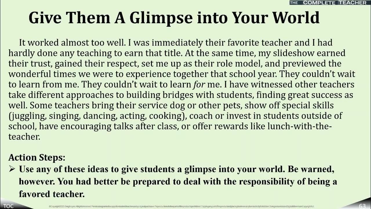 COMPLETE TEACHER Lesson 63 - Give Them A Glimpse into Your World - YouTube