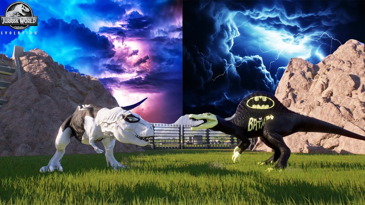 "EPIC 🦖 DINO BATTLE: Spider-Man Rex vs. Batman Spinosaurus Showdown ...