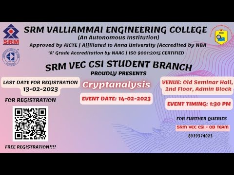 CRYPTANALYSIS | CSI EVENT | SRM VEC CSI'AN - YouTube