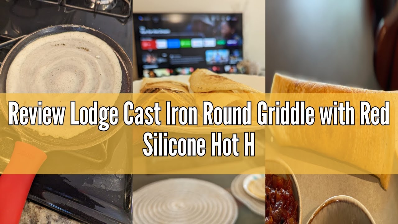 Review Lodge Cast Iron Round Griddle with Red Silicone Hot Handle ...