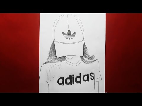 Adidas Şapkalı Güzel Kız Çizimi / Adidas Tsirt Kadın Nasıl Çizilir