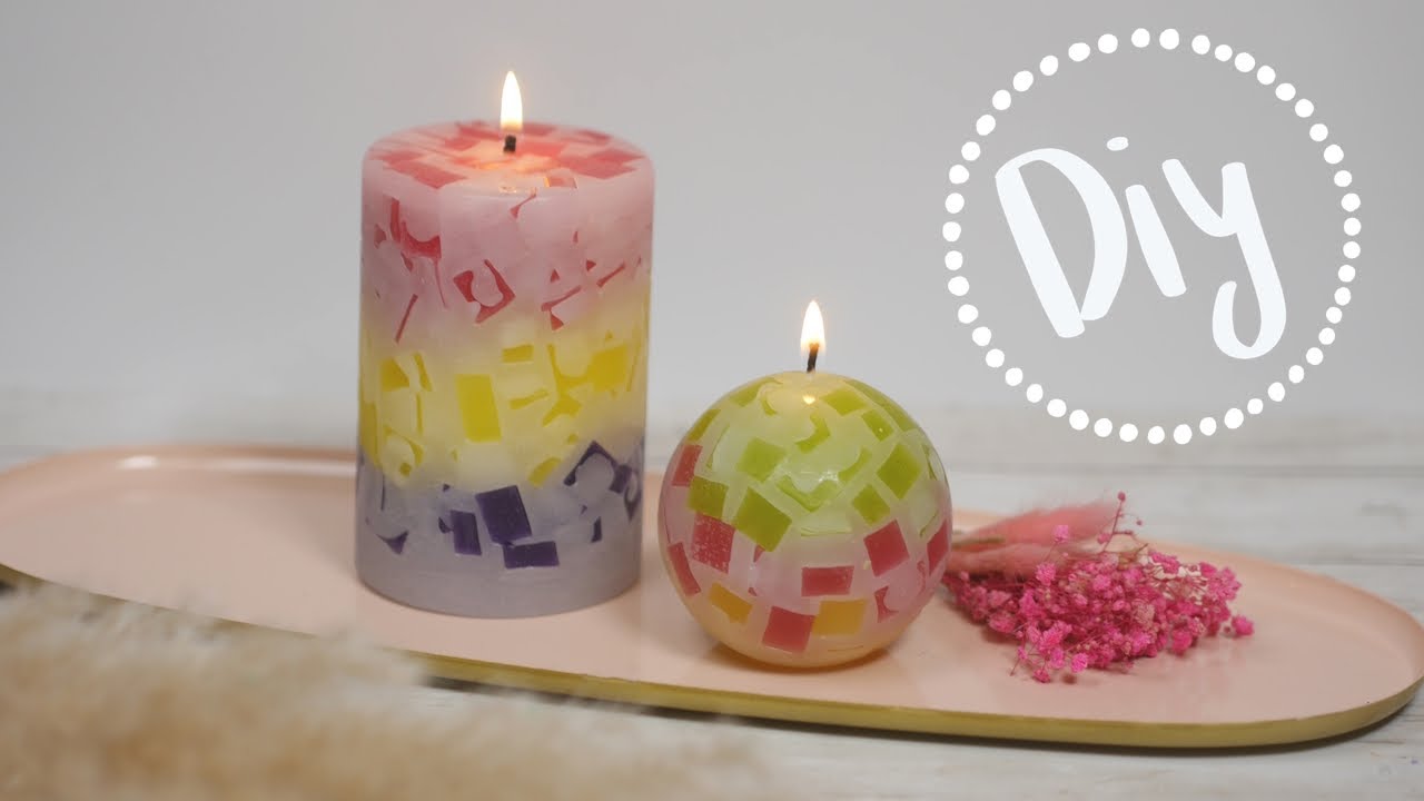 DIY Kerzen gießen mit Kerzengießform und Wachswürfeln - Terrazzo Kerzen ...
