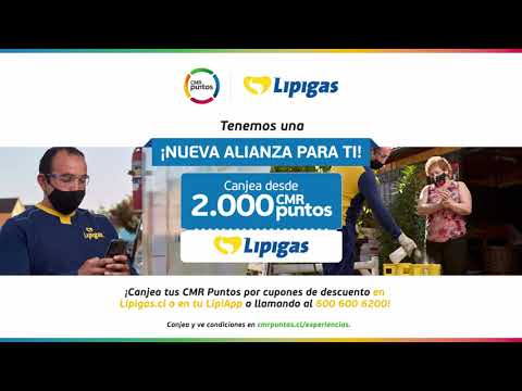 Canjea dctos en Lipigas.cl o en LippiApp desde 2.000 CMR Puntos.