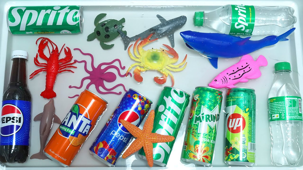Satisfying washing Coca Cola, Fanta, Pepsi, fish, crab [Fun ASMR TECHS ...