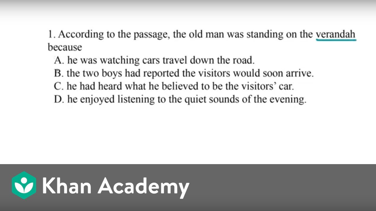 Determining Explicit Meaning (1 of 2) | Literature passage | Reading ...