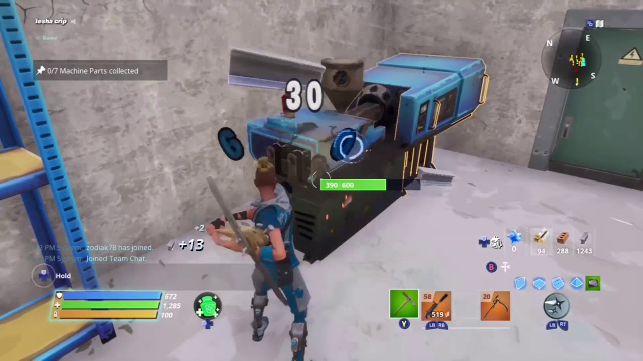 Fortnight save the world collect mechanical parts - YouTube