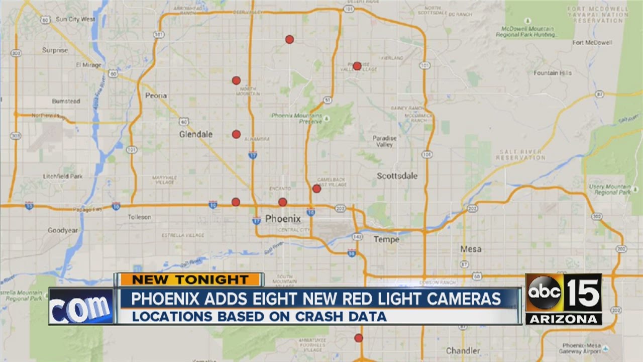 Phoenix adds eight new red light cameras - YouTube