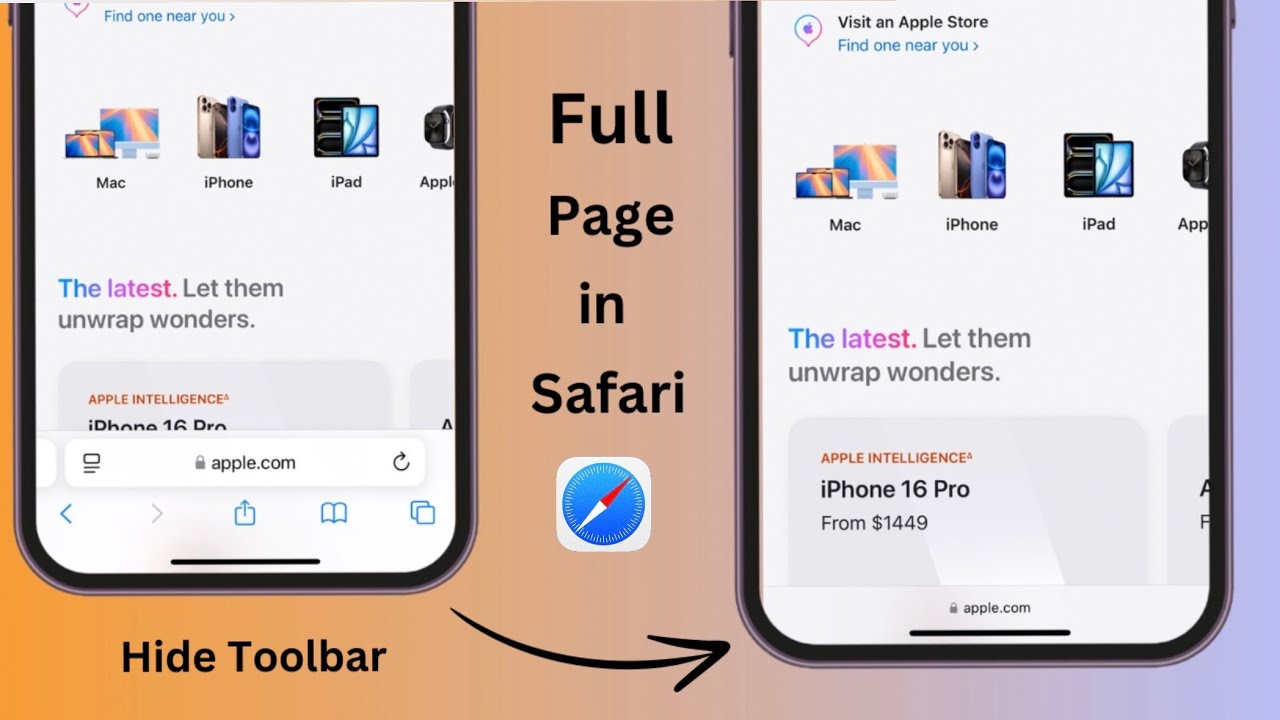 Hide ToolBar and Full Screen View in Safari - Easy - YouTube