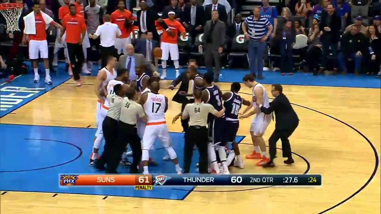 Russell Westbrook vs Alex Len FIGHT Suns at Thunder Dec 31, 2014 2014 ...