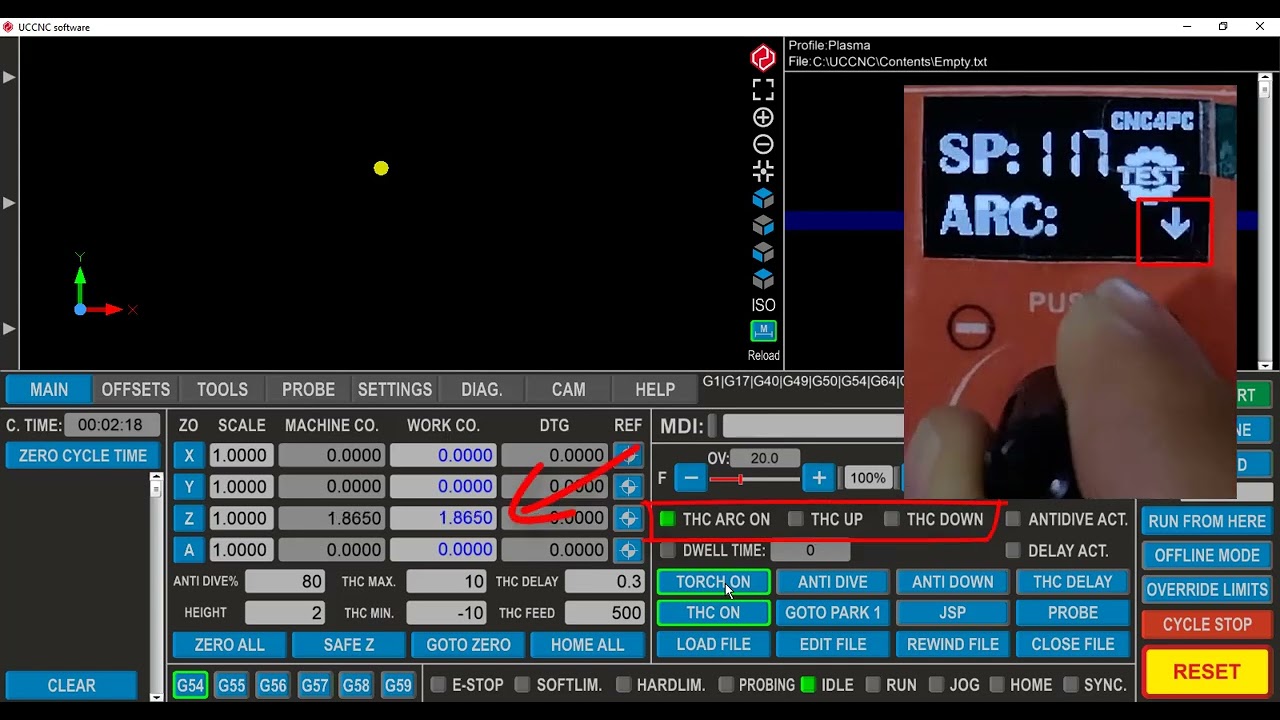 CNC4pc Plasma Torch Height Control (THC) UCCNC Testing - YouTube