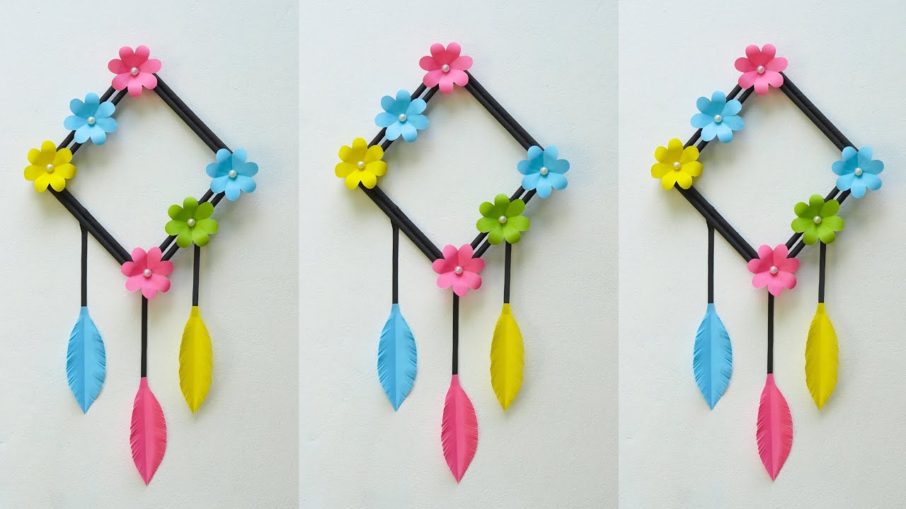 Wallmate | Paper flower Wall hanging | Wall hanging craft ideas ...