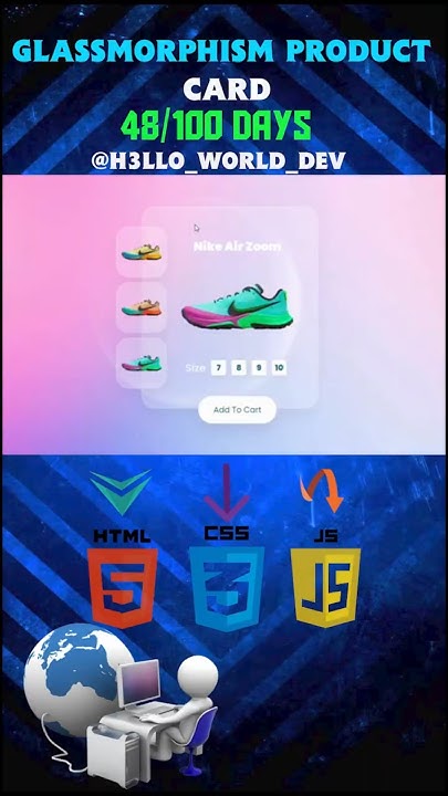 4GLASSMORPHISM PRODUCT CARD USING HTML, CSS, JS | Days :- 02| 100 days project challange. #html ...