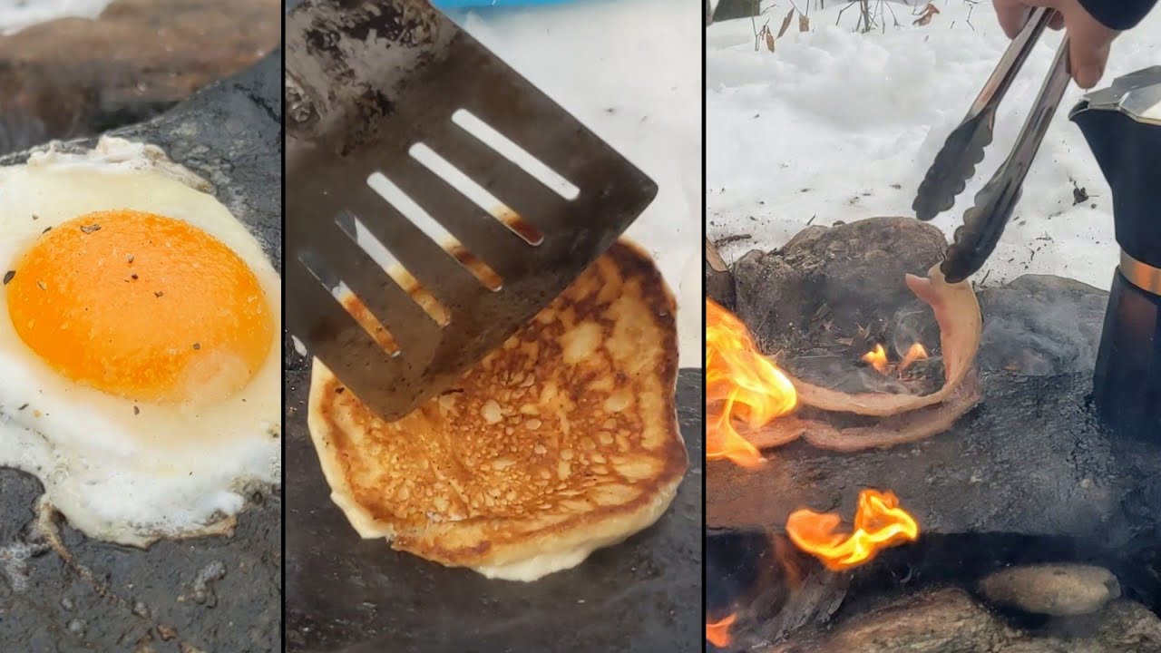 Breakfast Meal on a Rock | Short Hike & Cooking Over the Fire - YouTube