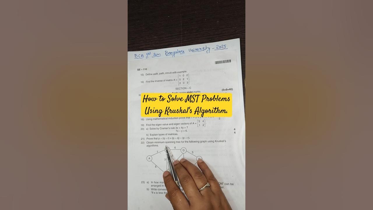 How to Solve MST Problems Using Kruskal's Algorithm. - YouTube