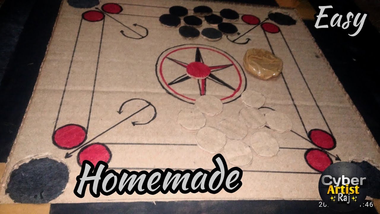 HOW TO MAKE CARROM BOARD IN CARDBOARD 💕/HOMEMADE CRAFT TAMIL - YouTube