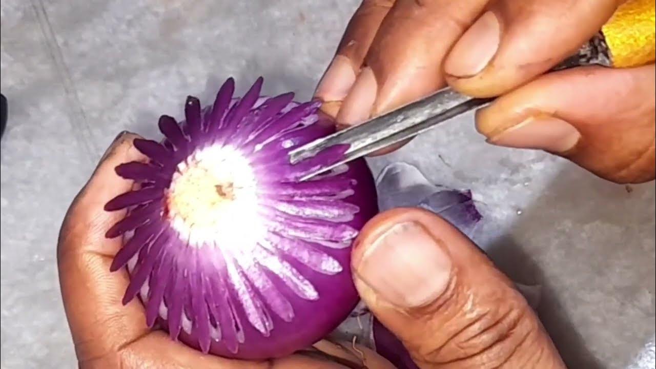 Red onions flavor Garnish # my new vegetable carving video - YouTube