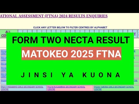 Matokeo ya Form Two NECTA 2025 FTNA | Jinsi ya Kuangalia Results - YouTube