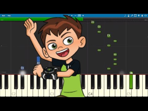 Ben 10 Theme Song - EASY Piano Tutorial