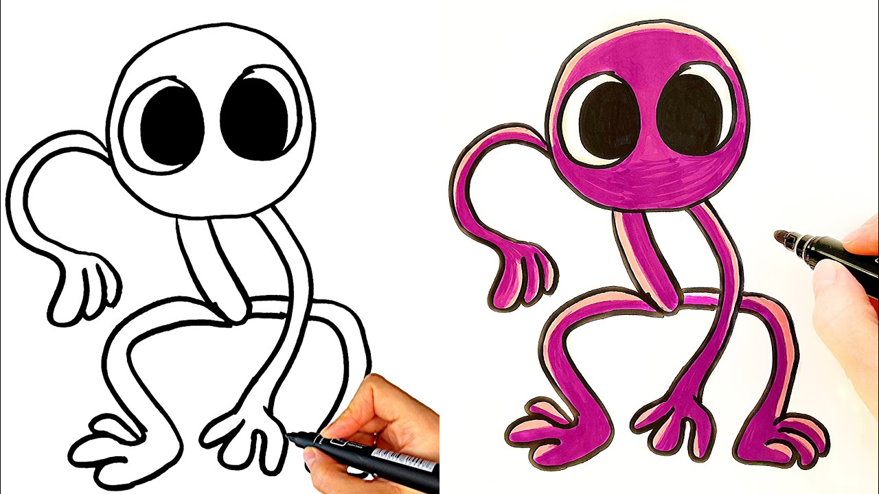 Rainbow Friends 🌈 How To Draw Purple | Draw & Color Art Tutorial - YouTube