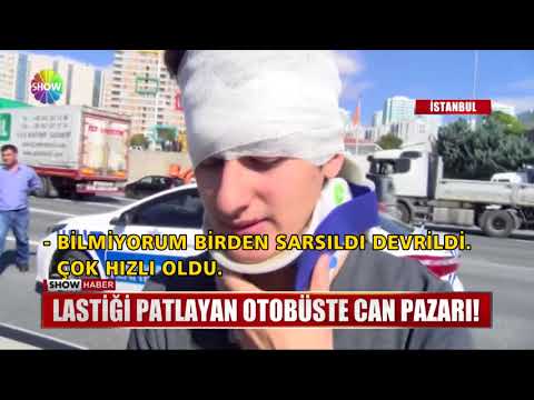 Lastiği patlayan otobüste can pazarı!