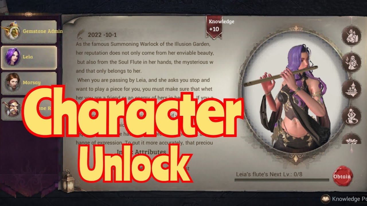 MU Origin 3 Character Leia Unlock Knowledge - Illusion Garden - YouTube