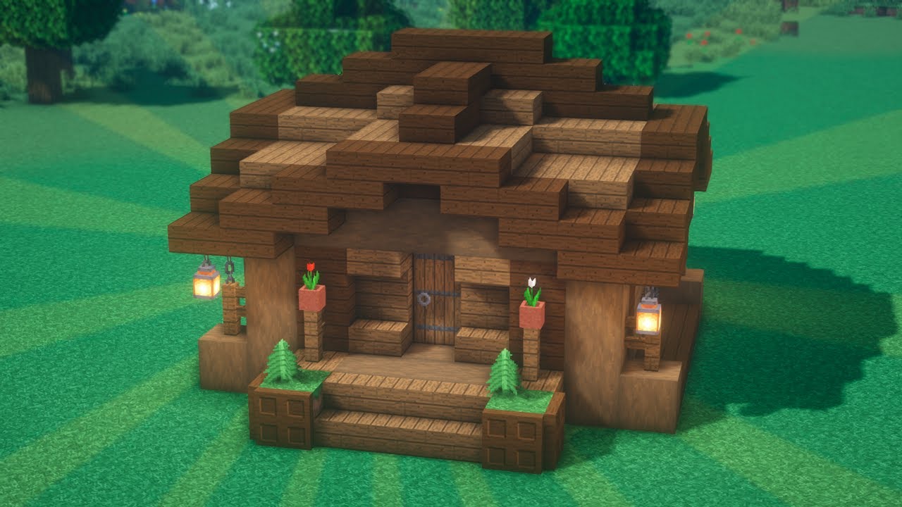 Minecraft - How To Build a Small survival wooden house - YouTube