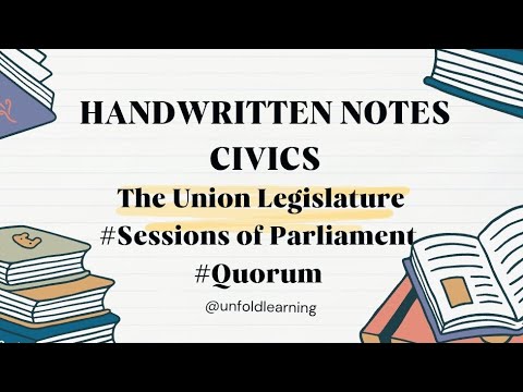 ICSE CLASS 10 | CIVICS | Handwritten Notes | The Union Legislature ...