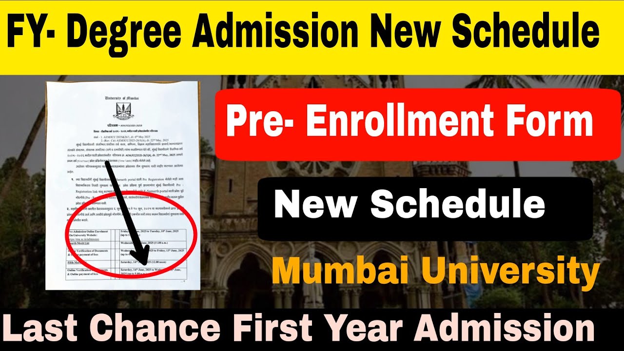 FY- Degree Pre Enrollment Form Filling New Schedule Mumbai University ...