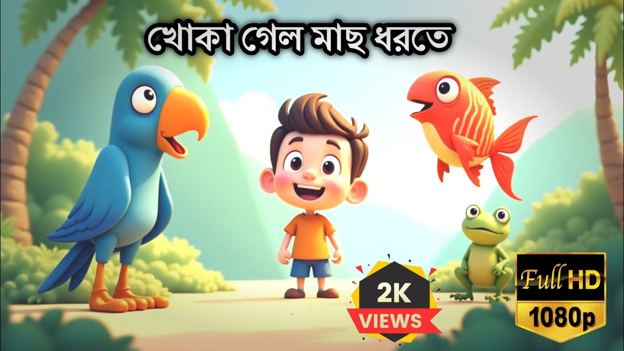 খোকা গেল মাছ ধরতে বাংলা ছড়ার গান Khoka Gelo Mach Dhorte 3D Animation ...