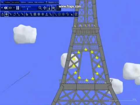 Algodoo: Eiffel Tower Destruction - YouTube