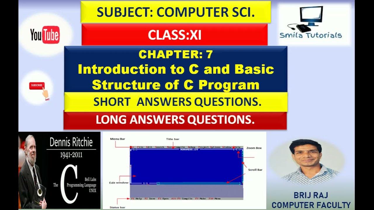 Class:11th CH:7 Introduction to C and Basic Structure of C Program ...