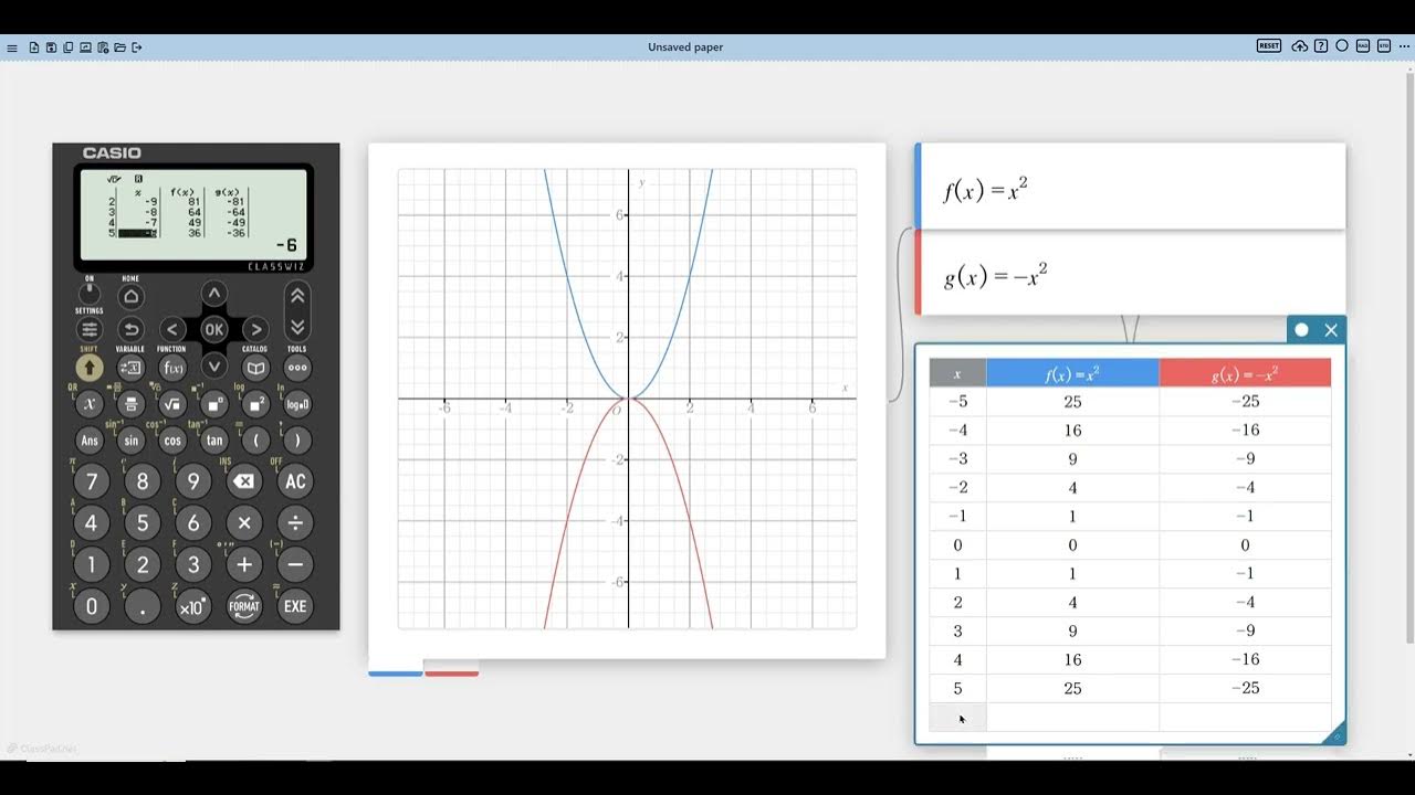 Quadratic Function Shift Explorations with fx-991CW - YouTube