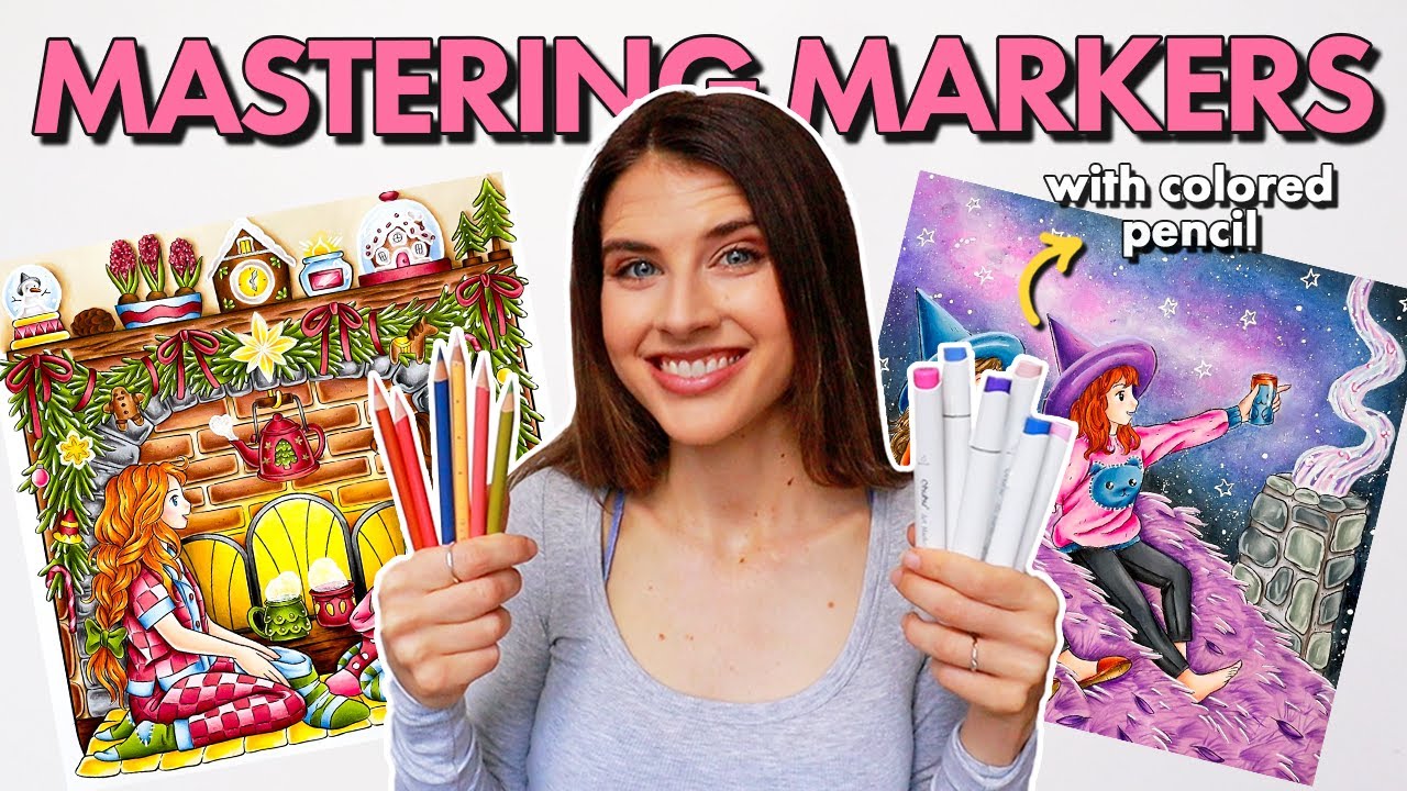 MASTERING ALCOHOL MARKERS with COLORED PENCIL // Ohuhu Markers Tutorial ...