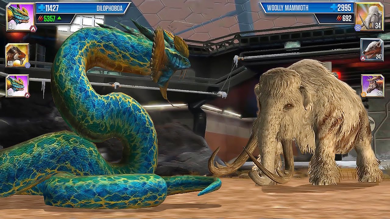 THE HYBRID SNAKE DILOPHOBOA VS WOOLLY MAMMOTH - CENOZOIC BATTLE ...