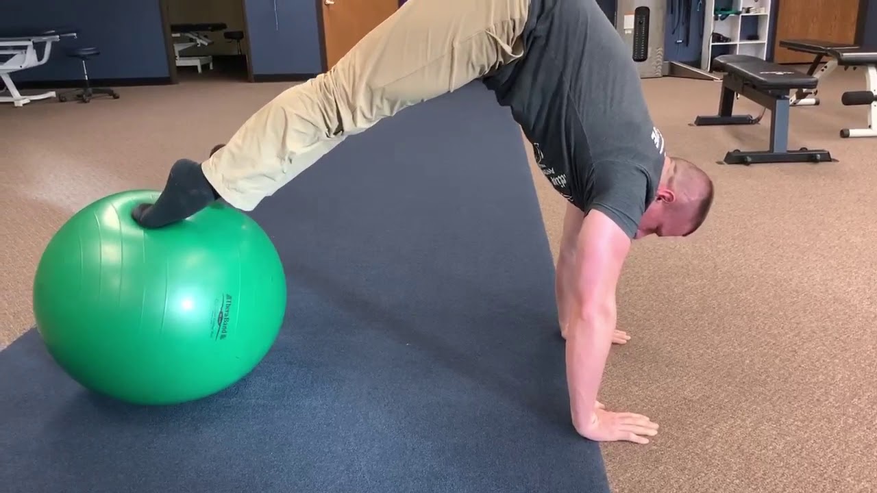 Theraball walk out, double knee to chest, and pike for core and ...