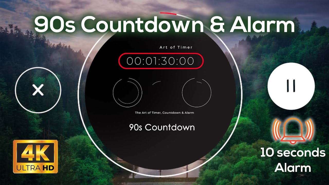 01:30s - Countdown 90 Second with Last 10s Alarm Sound and Rest 10s | 1 ...